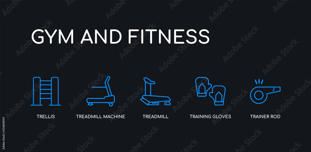 5 outline stroke blue trainer rod, training gloves, treadmill ...