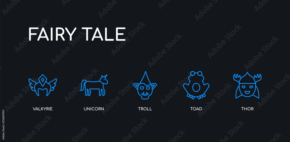 5 outline stroke blue thor, toad, troll, unicorn, valkyrie icons from ...