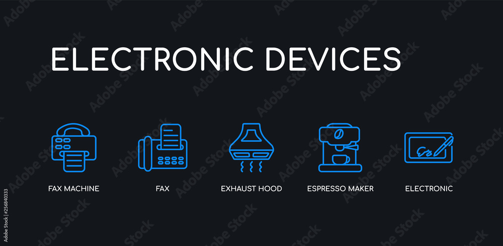 5 outline stroke blue electronic, espresso maker, exhaust hood, fax ...