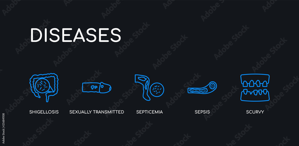 5 outline stroke blue scurvy, sepsis, septicemia, sexually transmitted ...