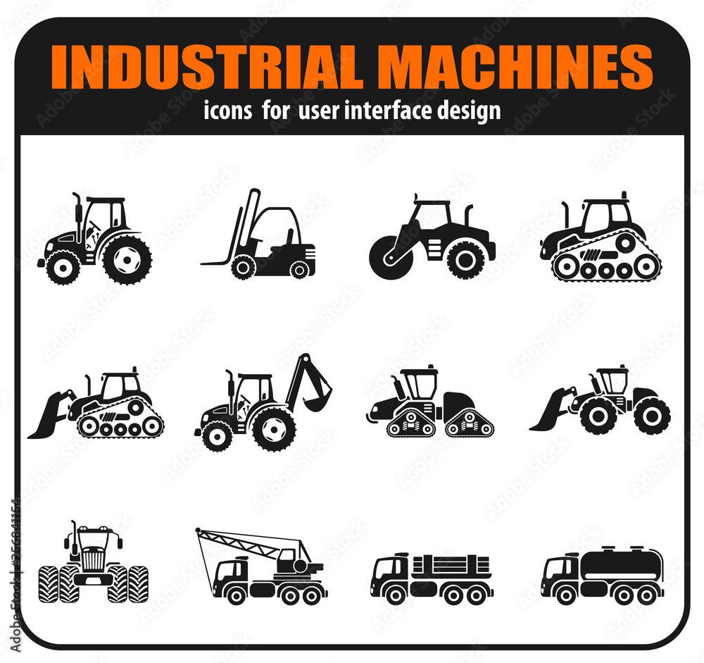 Symbols of Construction Machines Stock Vector | Adobe Stock