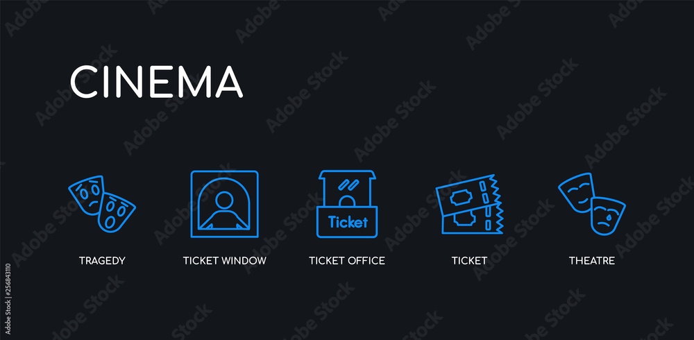 5 outline stroke blue theatre, ticket, ticket office, ticket window ...