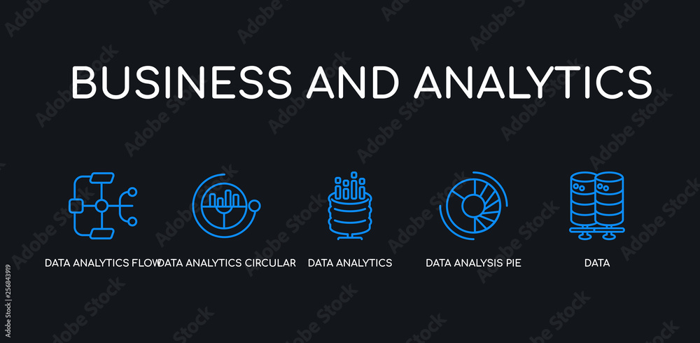 5 outline stroke blue data, data analysis pie chart, data analytics ...