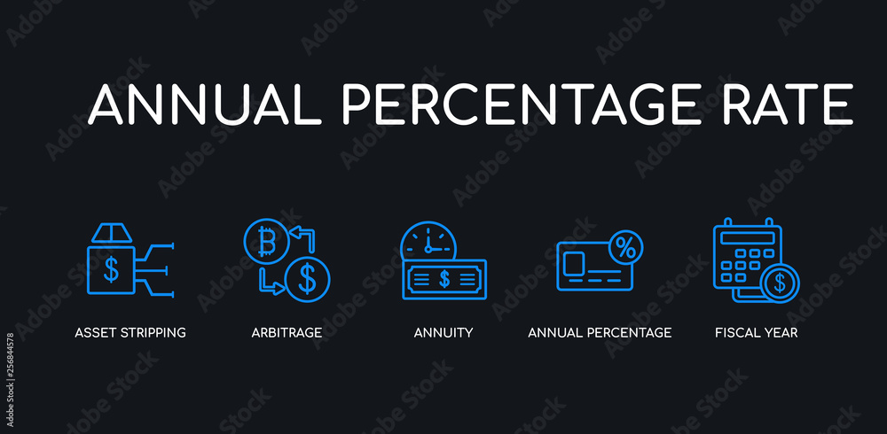 5 outline stroke blue fiscal year, annual percentage rate (apr ...