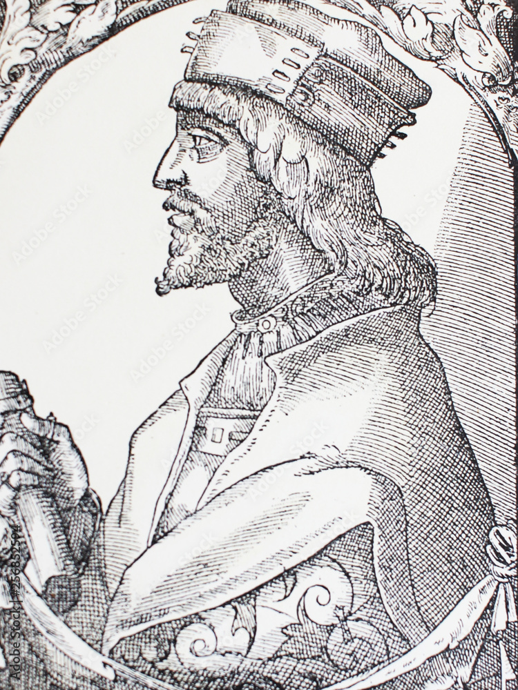 Portrait of Cesare Borgia by Leonardo Da Vinci in a vintage book ...