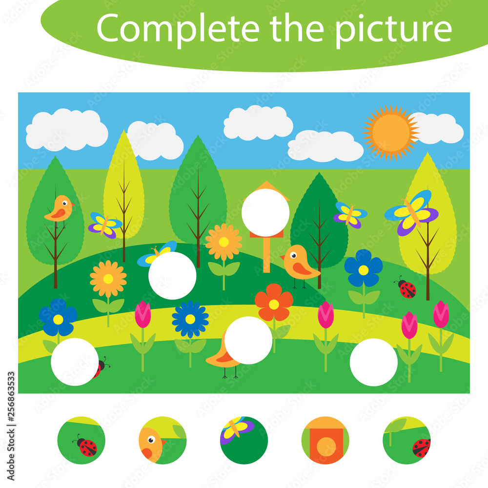Complete The Puzzle And Find The Missing Parts Of The Picture Spring Complete The Puzzle And Find The Missing Parts Of The Picture Spring