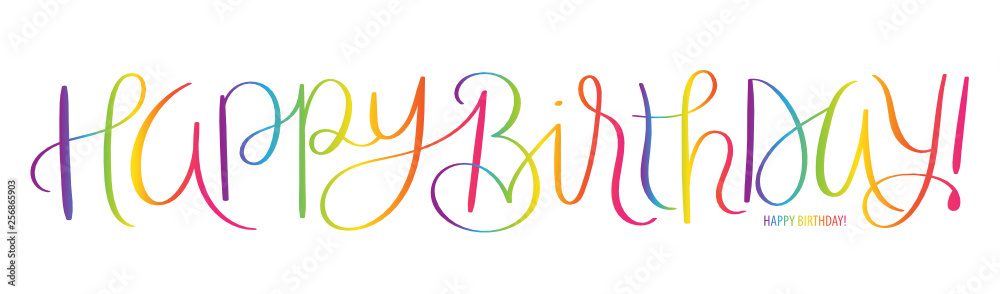 HAPPY BIRTHDAY! rainbow brush calligraphy banner Stock Vector | Adobe Stock