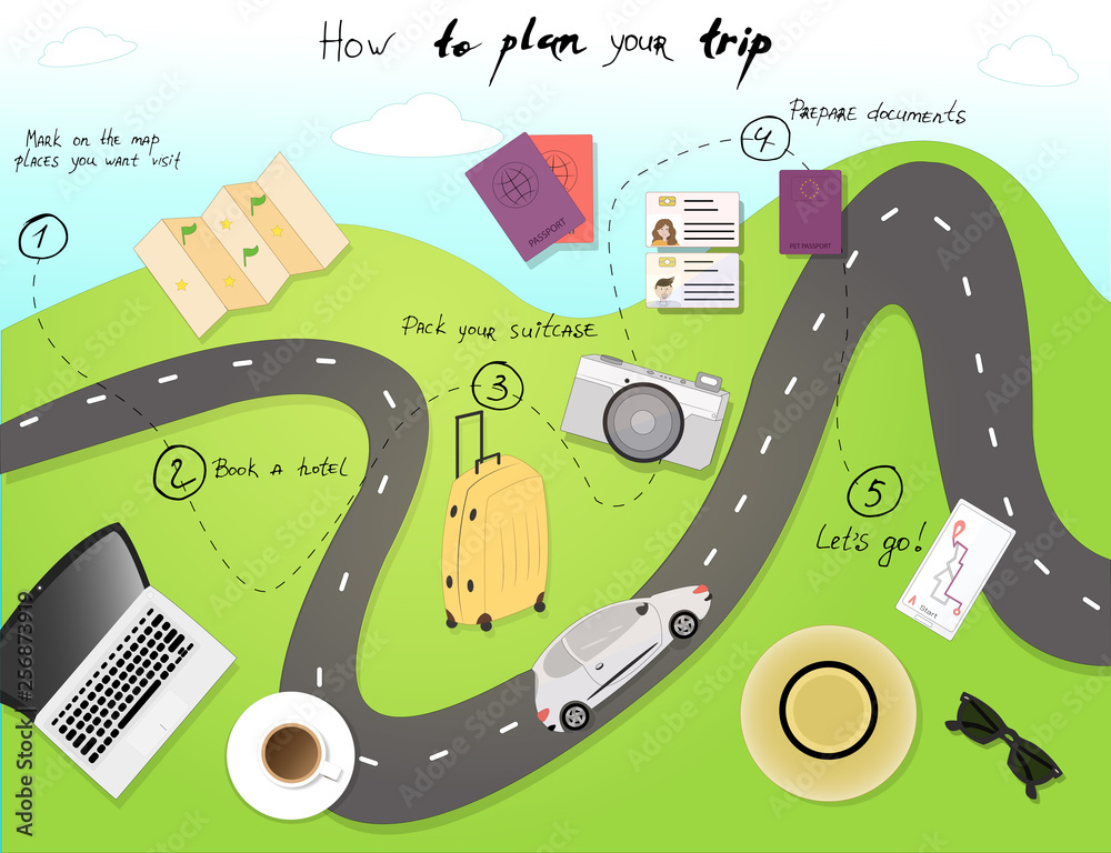 Travel infographics. Plan your travel infographic guide. Vacation ...