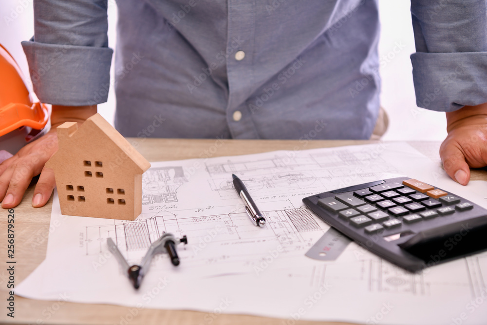 Engineering concept. The engineer is working in the office. Engineers ...