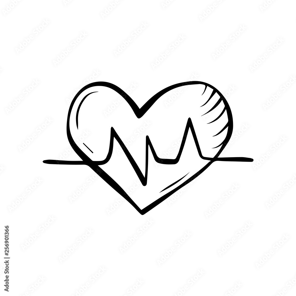 Cartoon Heart Black And White