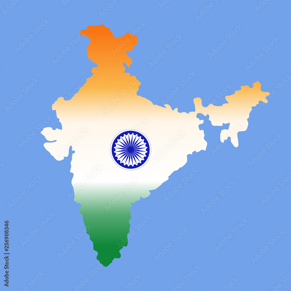 Map of India in the colors of the national flag. Stylized color vector ...