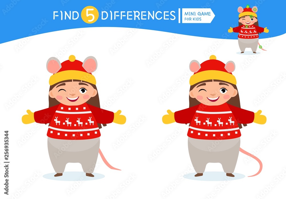 Find differences. Educational game for children. Cartoon vector ...