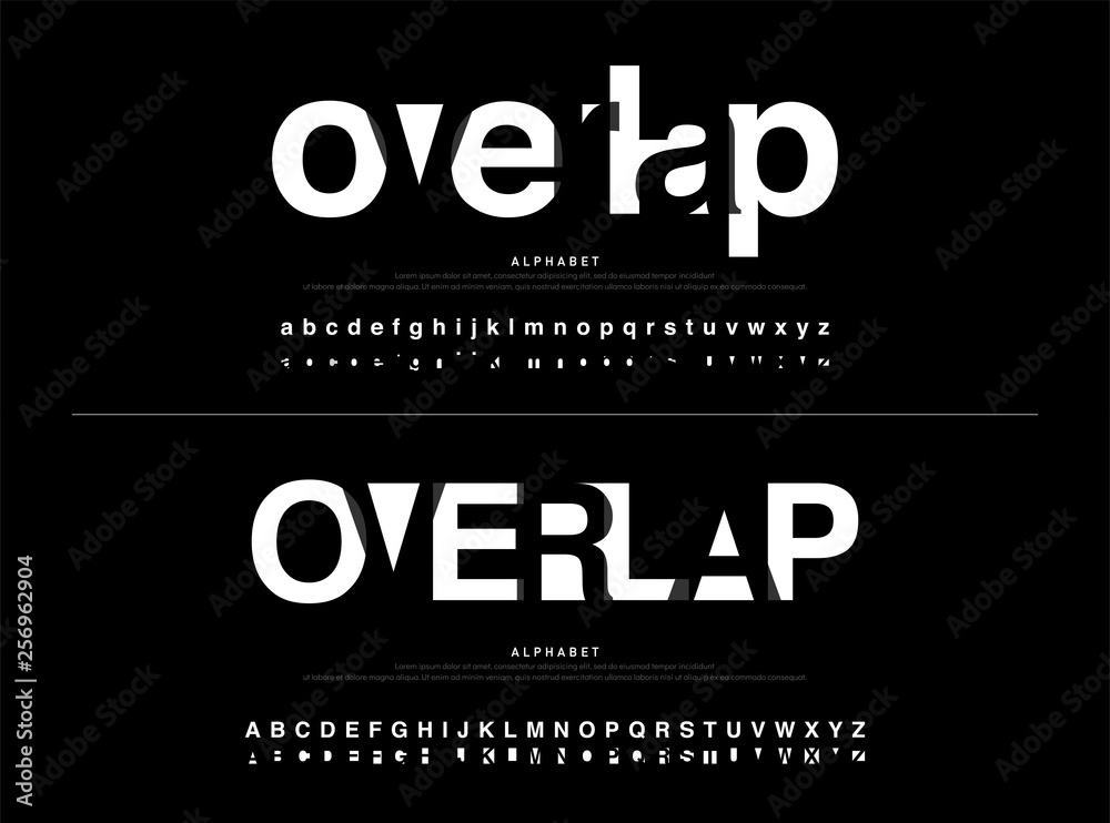 modern alphabet font overlap style. calligraphy black color fonts ...