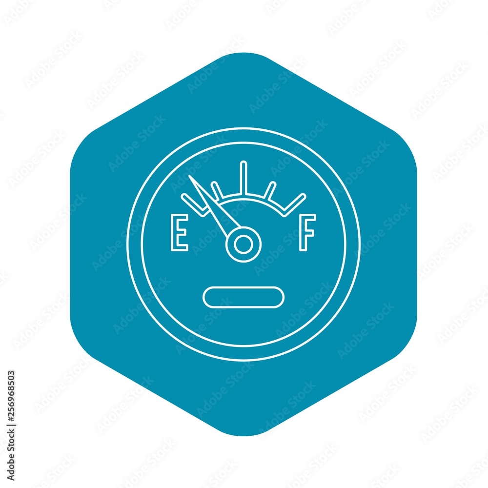 Fuel gauge showing empty icon. Outline illustration of fuel gauge ...