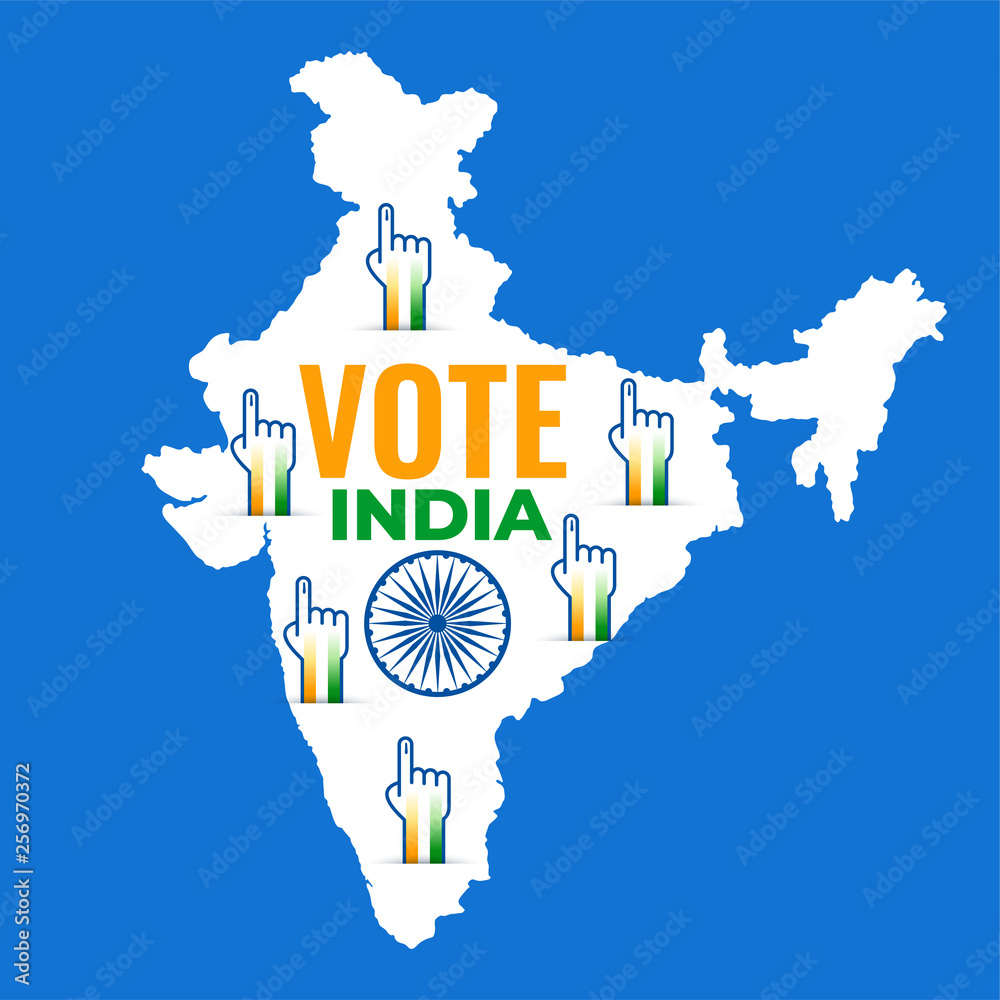 map of india with voting hand design Stock Vector | Adobe Stock