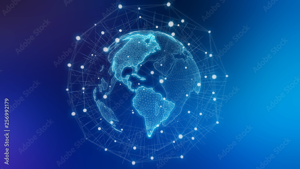 Global network blue background 3D rendering Stock Illustration | Adobe ...