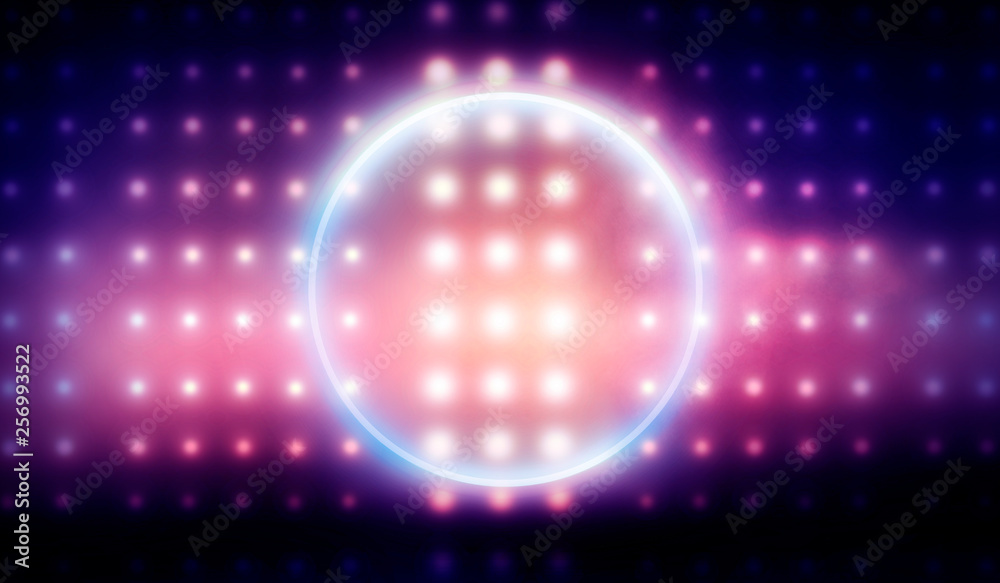 Neon circle, neon lights. Neon circle with the center of a dark empty ...