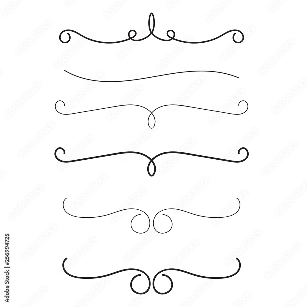 Calligraphy fancy dividers. Hand drawn doodle. Isolated vector decor ...