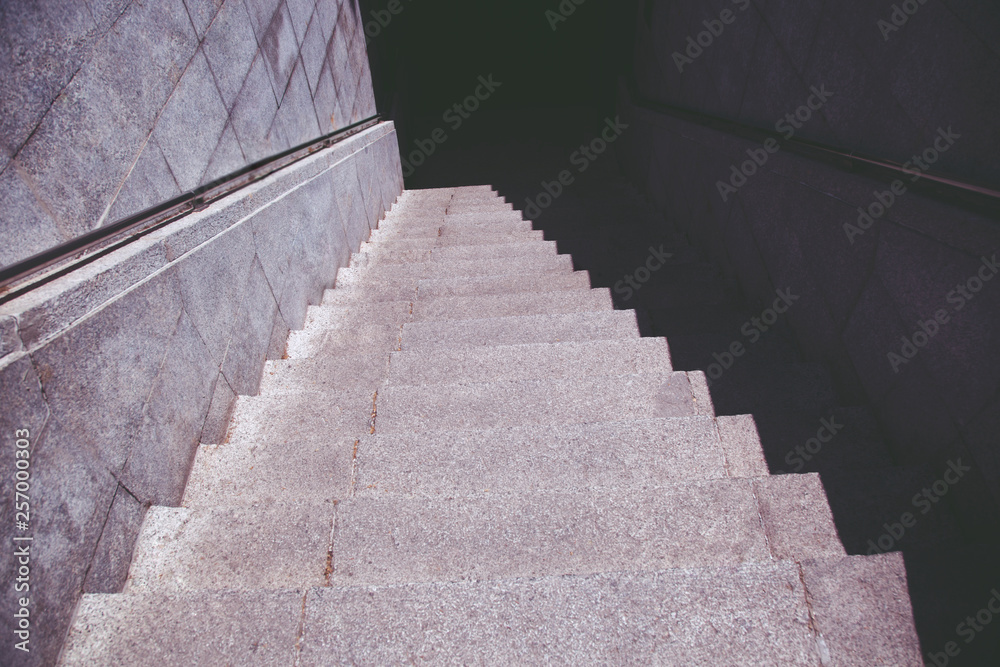 Stairs. subway staircase old in dark night secluded, concrete stairs in ...
