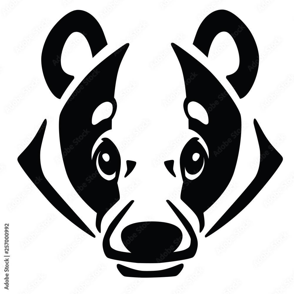 head of European badger in front view . Logo, icon,emblem, tattoo ...