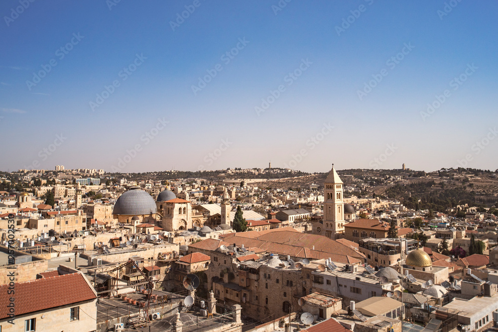 Israel landscape attractions. Jerusalem view of the old town and new ...