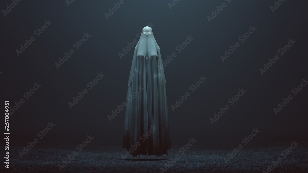Floating Evil Spirit with Glowing Eyes in a Long Death Shroud in a ...