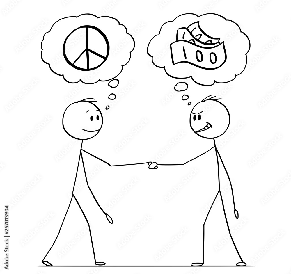 Cartoon stick figure drawing conceptual illustration of two men or ...