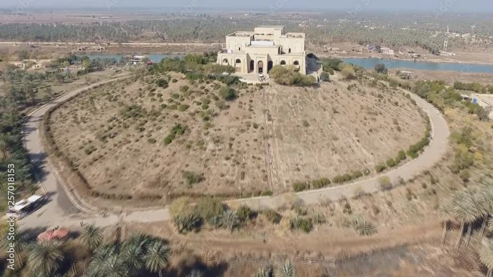 Restored ruins of ancient Babylon, Iraq. (aerial photography) Stock ビデオ ...