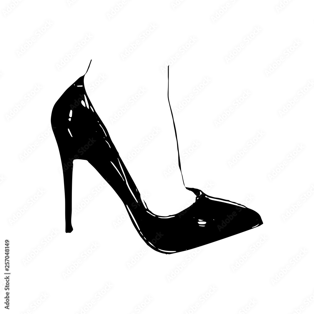 Vector woman feet in high heels icon illustration. Foot symbol on white ...