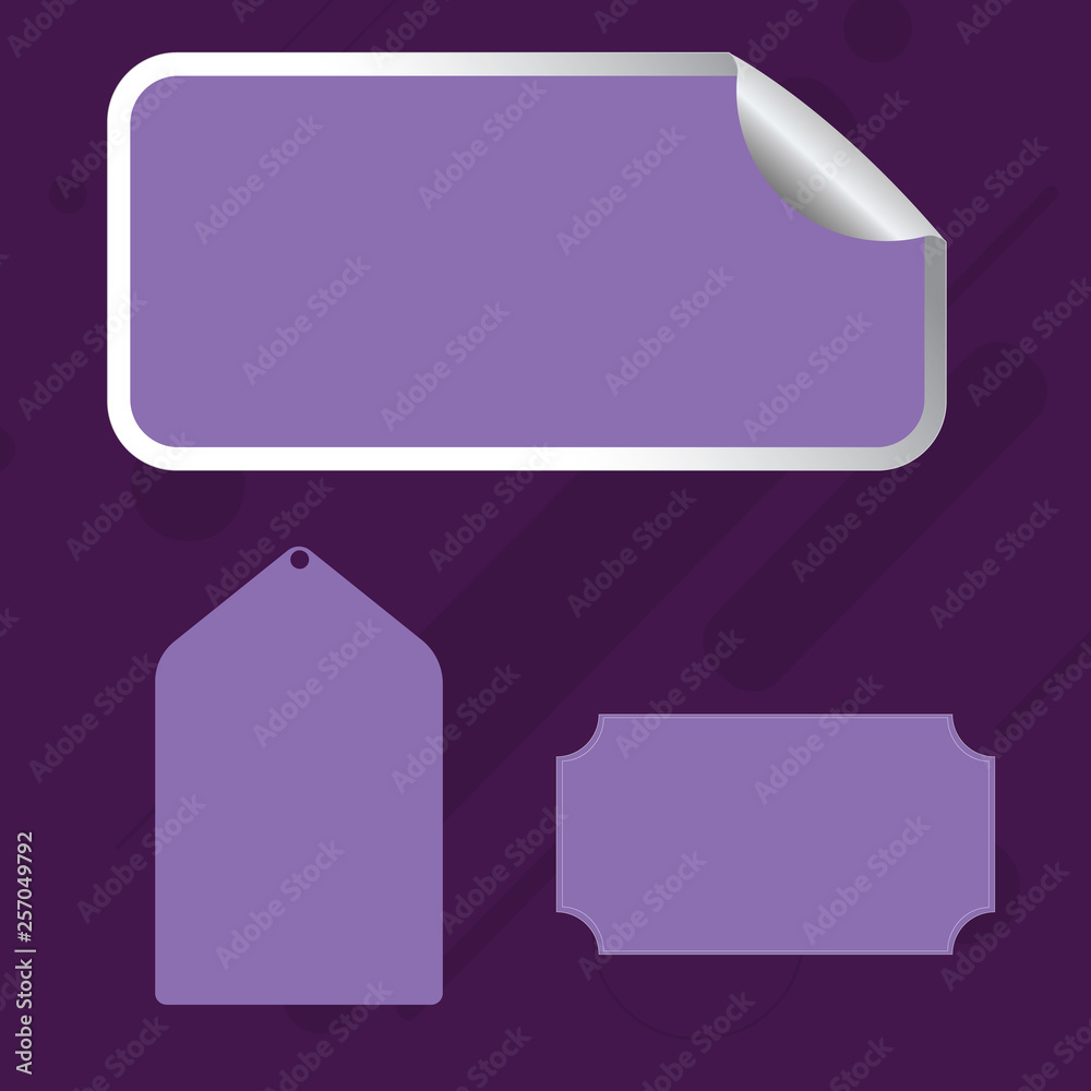 Blank Color Label, Self Adhesive Sticker with Border, Bended Corner and ...