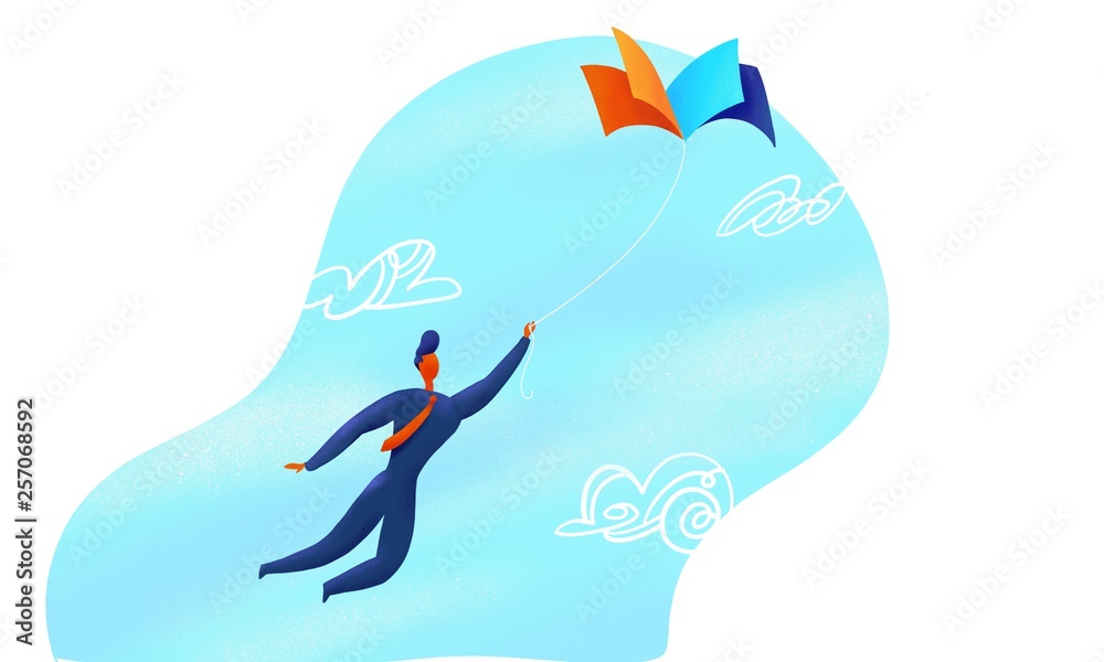 Flying with the knowledge Stock Illustration | Adobe Stock