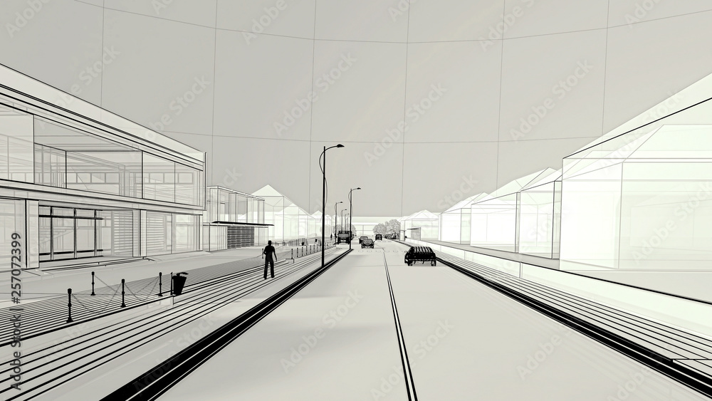 Architectural engineering design of urban street in city center using ...