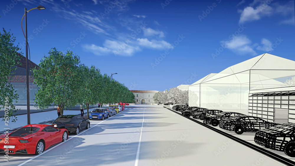 Architectural engineering design of urban street in city center using ...