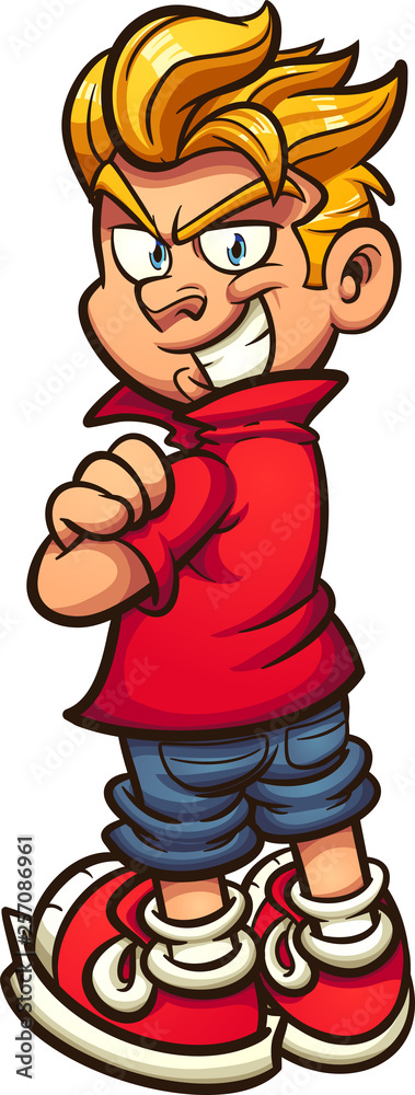 Cool cartoon kid looking over his shoulder with arm crossed clip art ...