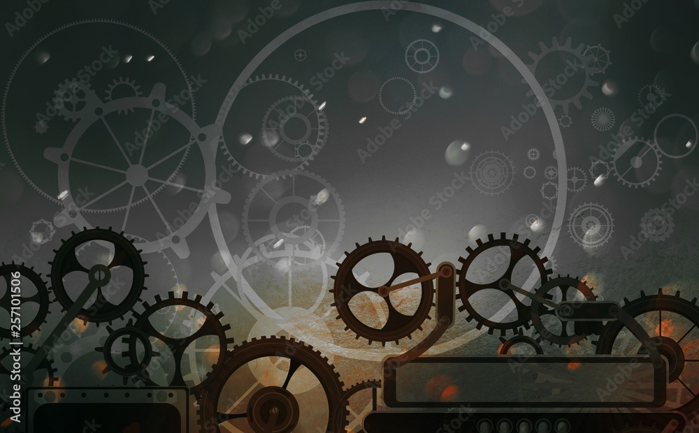 Retro cogs gears and wheels, Frame background. Old steampunk retro ...