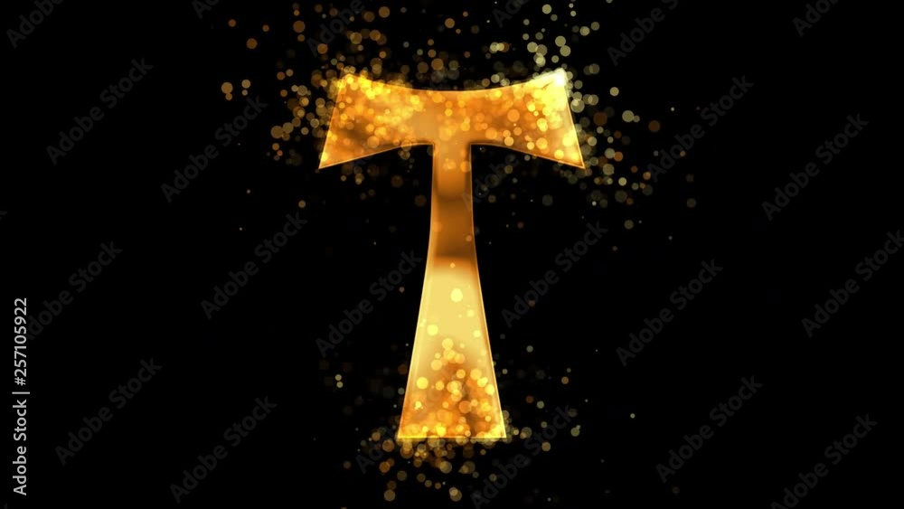 Golden tau cross, christianity religious symbol on transparent ...