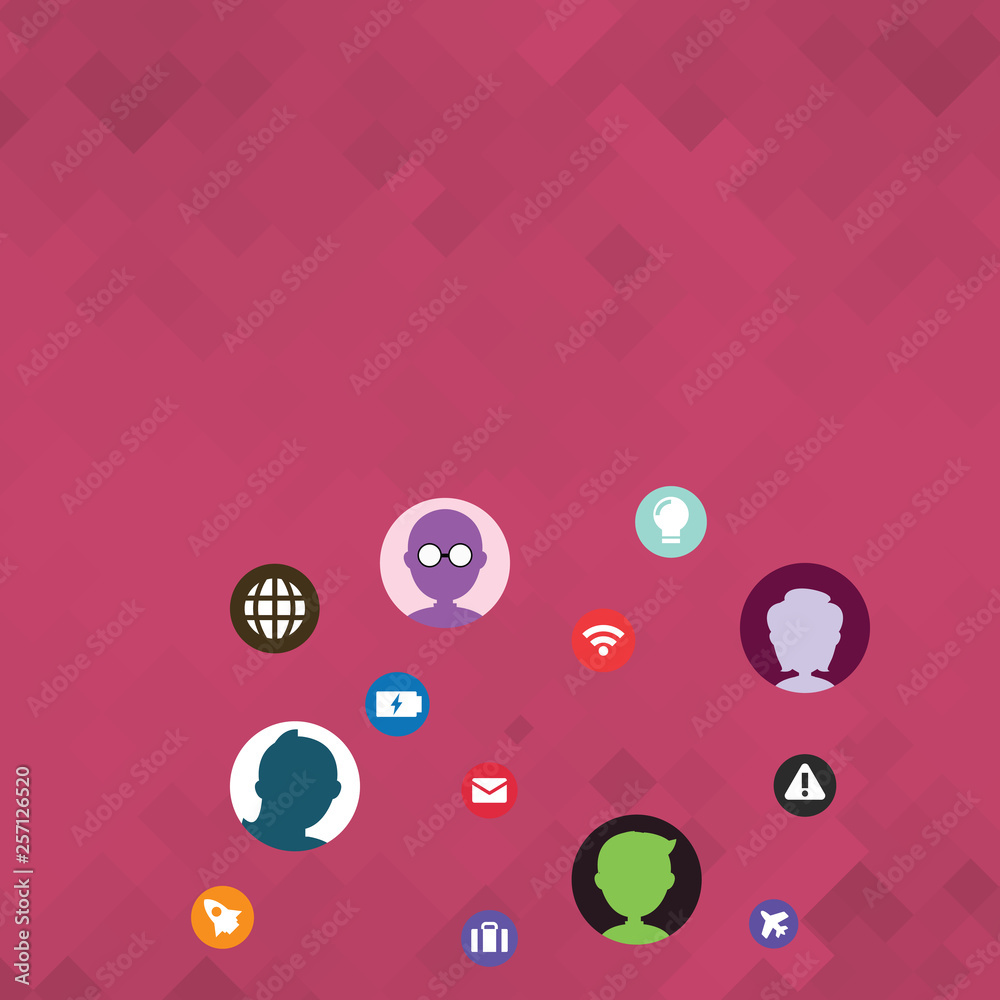 Networking Technical Icons with Chat Heads Scattered on Screen for Link ... Networking Technical Icons with Chat Heads Scattered on Screen for Link ...