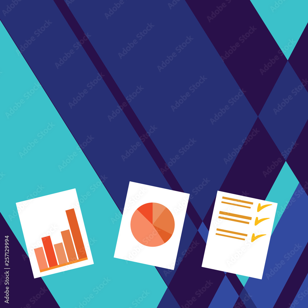 Presentation of Bar, Data and Pie Chart Diagram Graph Each on White ...