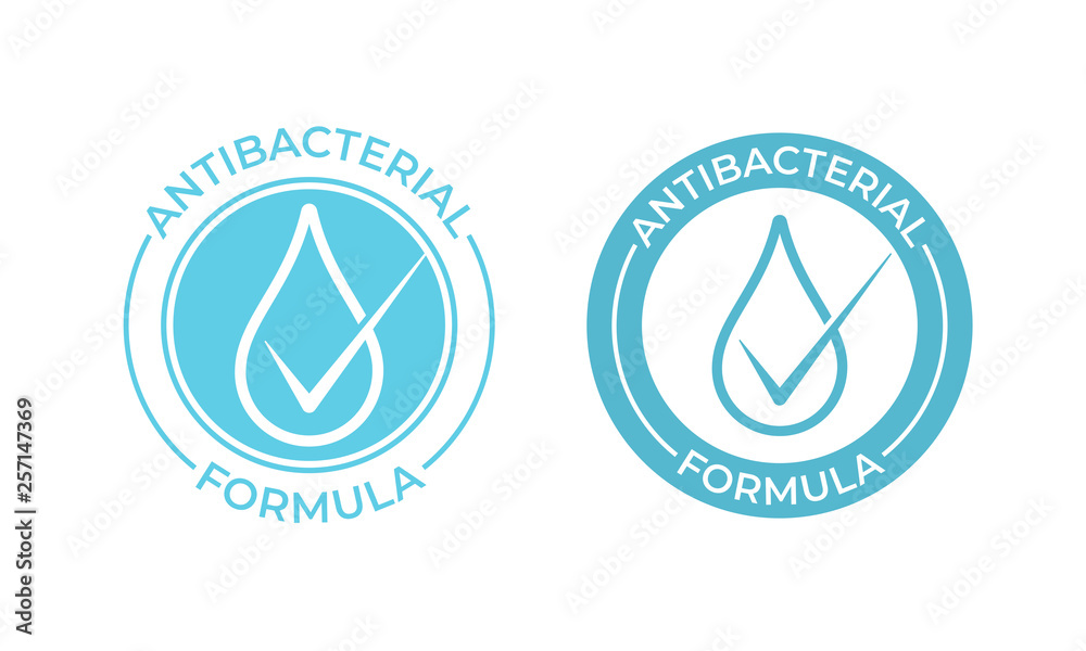 Antibacterial vector icon. Anti bacterial formula sign, hand soap and ...