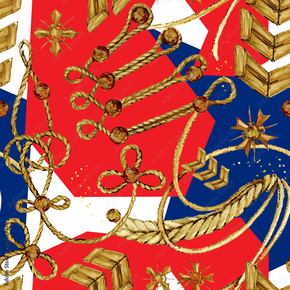 seamless rope golden chain. aiguillette pattern. military uniform ...