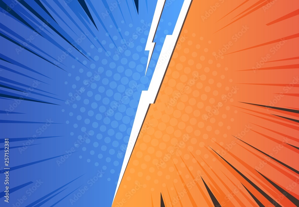 Comics lightning background. Pop art versus arrow, hero battle ...