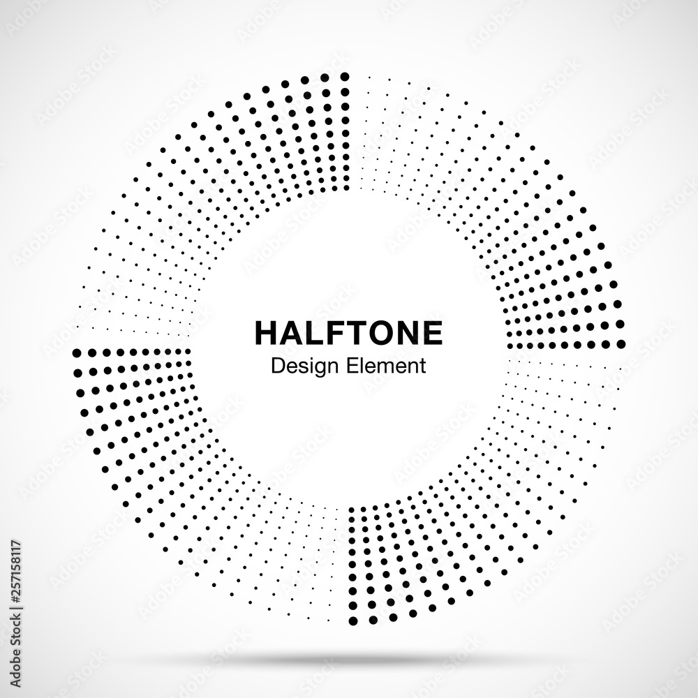 Halftone music circle frame abstract dots logo emblem design element ...