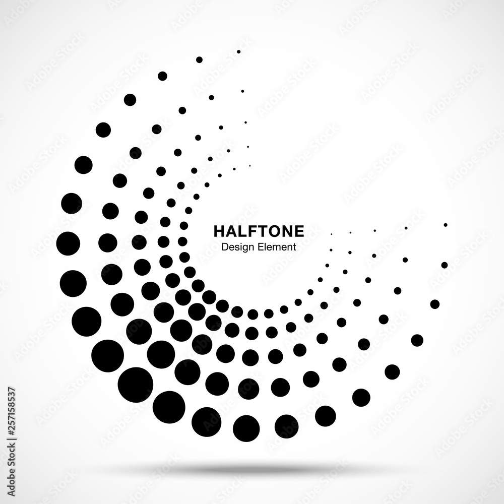 Halftone dotted circle frame abstract dots logo emblem design element ...