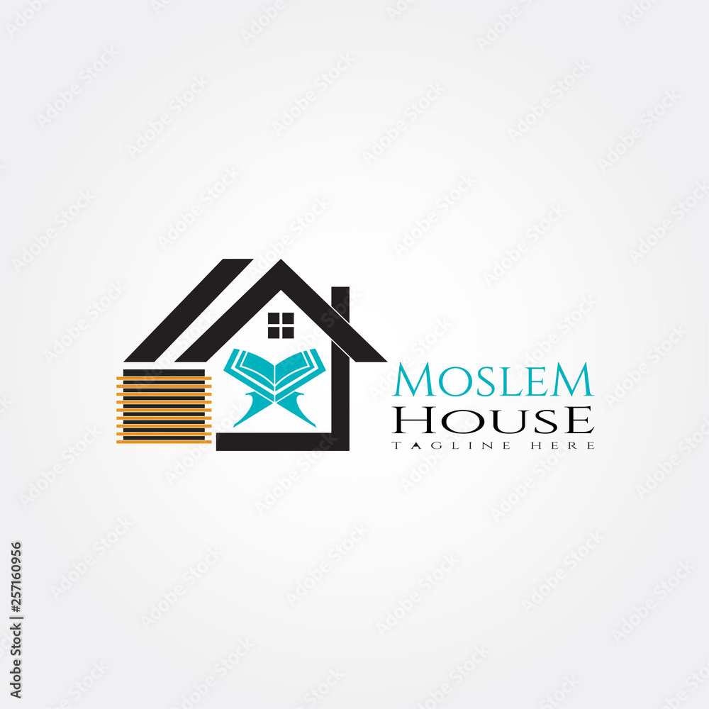 islamic logo template,house and Quran icon combination ,illustration ...