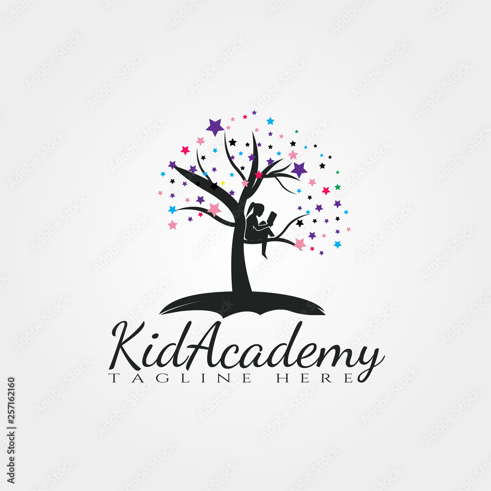 Children Academy tree vector logo design,kid academy icon Stock Vector ...