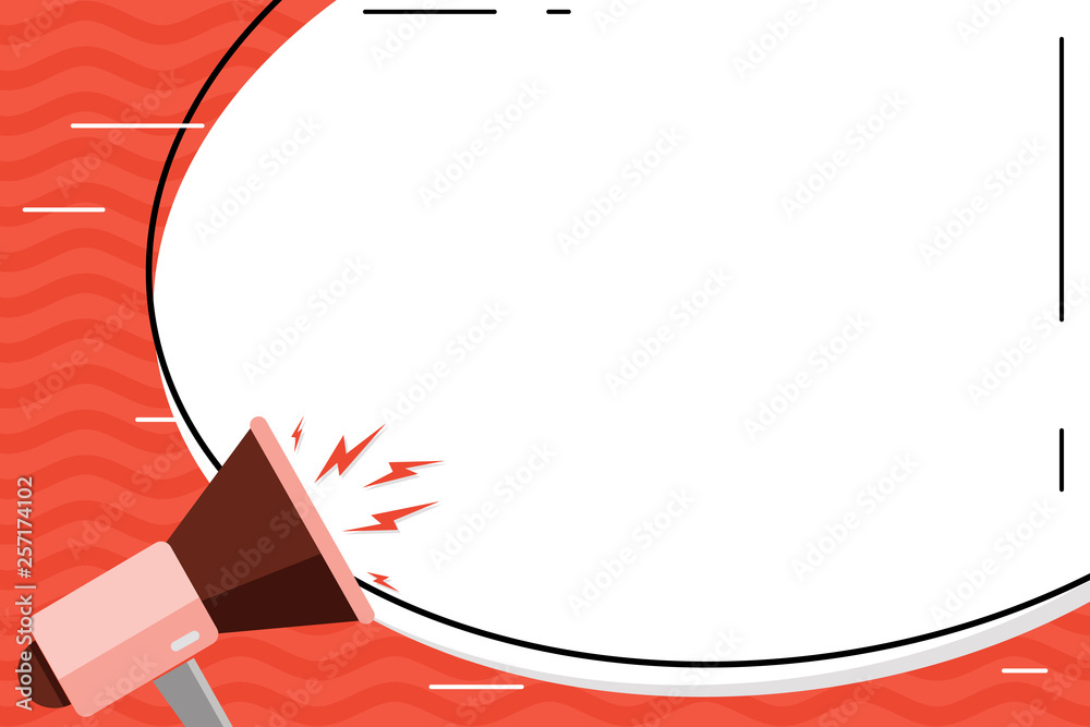 Blank White Huge Oval Shape Sticker and Megaphone Shouting with Volume ...