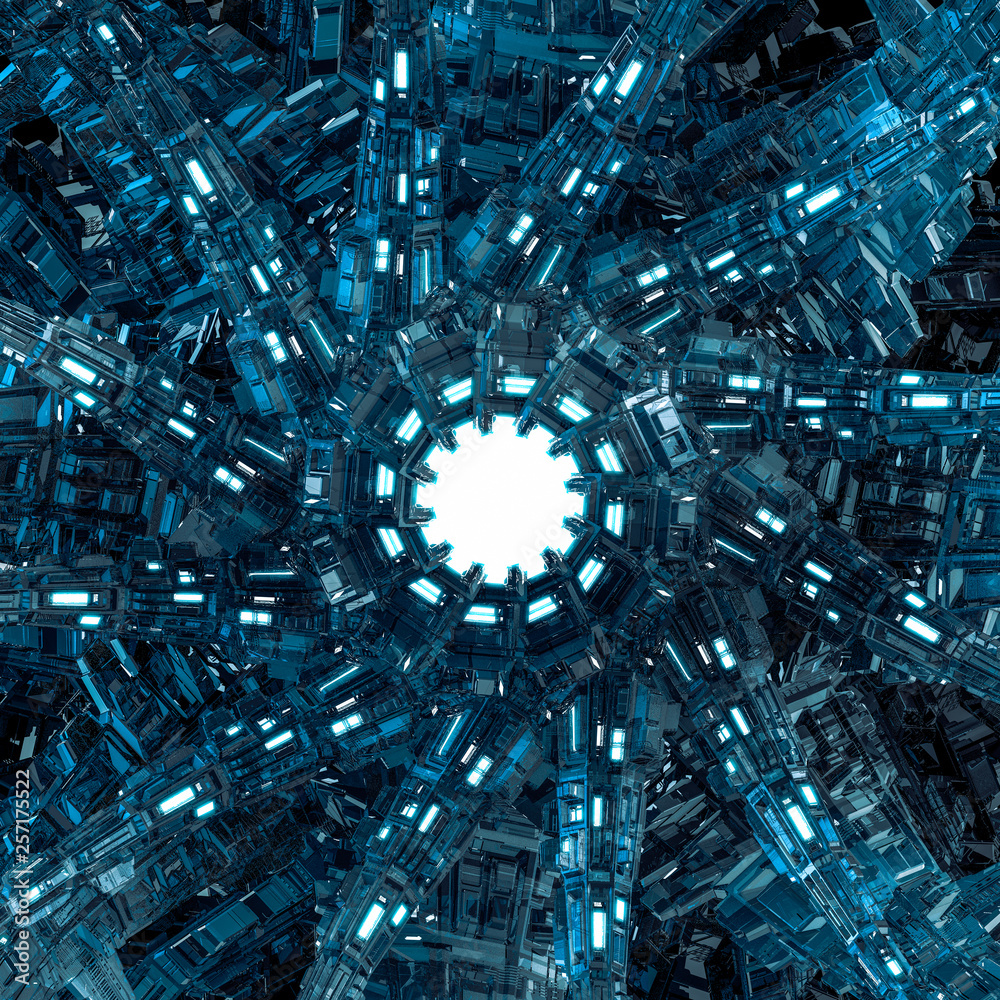 Artificial intelligence computer core / 3D illustration of highly ...