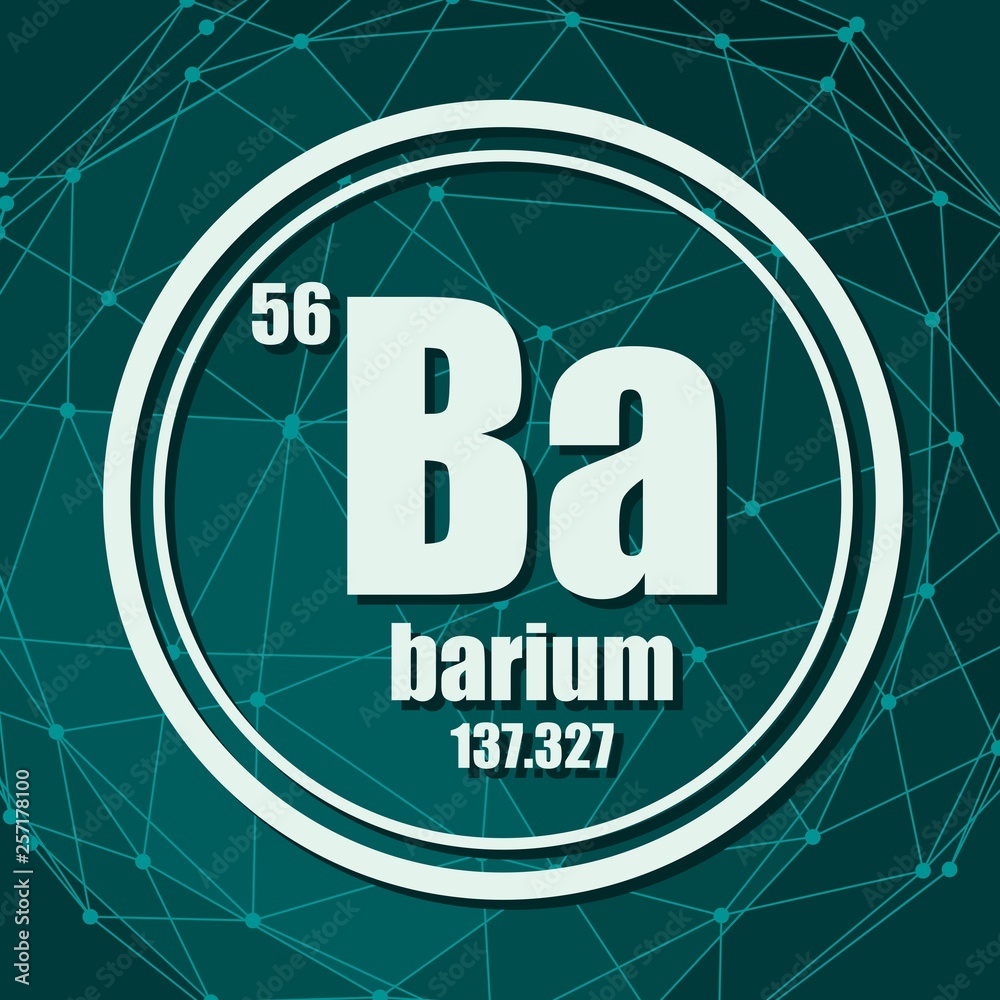 Barium chemical element. Sign with atomic number and atomic weight ...
