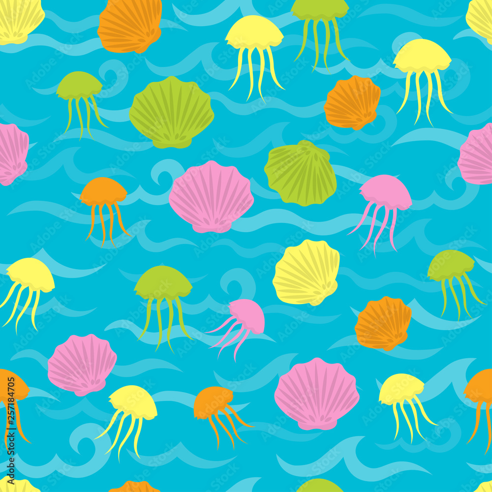 Seamless sea pattern in nautical-inspired design. Sea background with ...