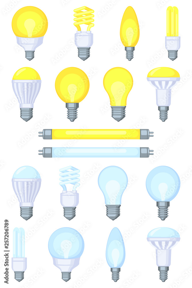 Cartoon Fluorescent Light Bulbs